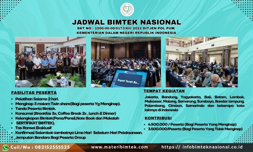 Jadwal Bimtek Nasional Mengenai Pemerintahan Desa Tahun 2025